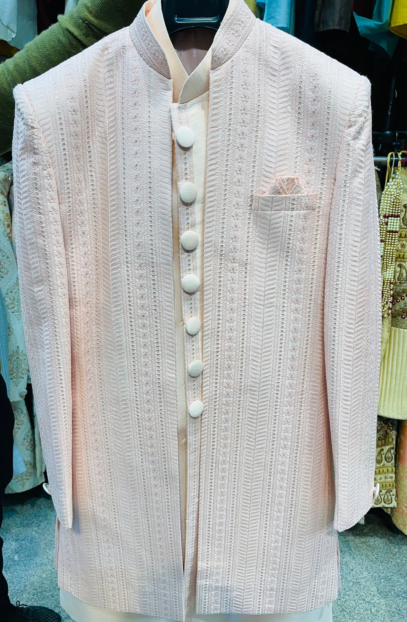 Shrug Style Indo Western With Labada and Pantsfront Open Indo Sherwani ...