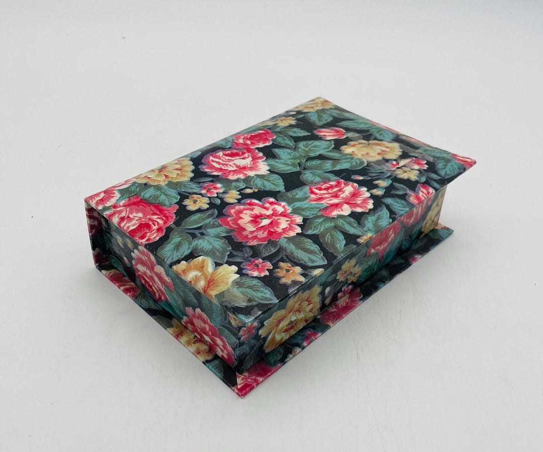 Vintage Floral Paper Covered Cardboard Mirrored Jewelry Box - Etsy