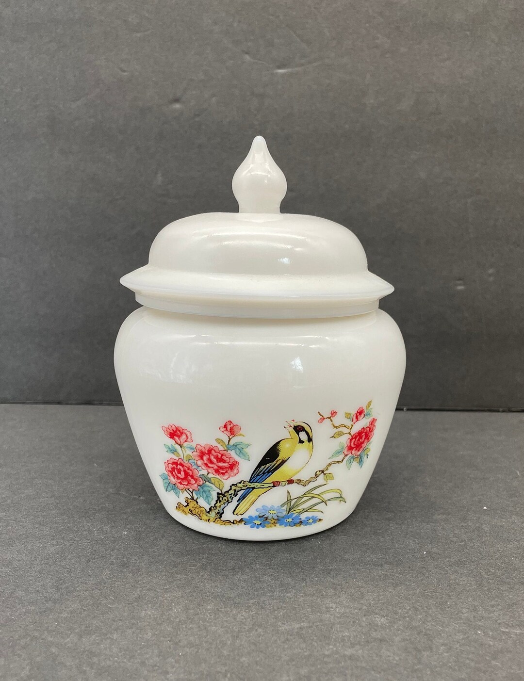 Avon Gold Finch Milk Glass Ginger Jar Candle - Etsy