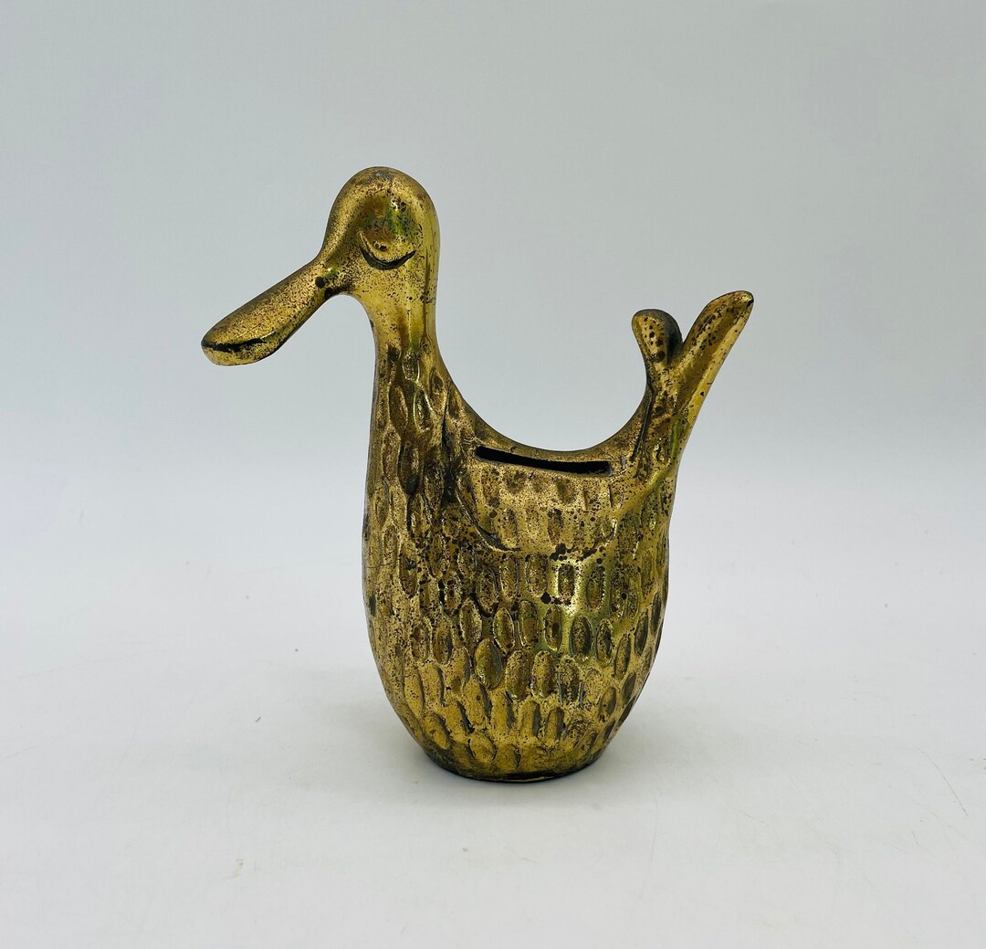 RARE Midcentury Brass Finish Duck Coin Bank/spoon Bill Duck Bank/ben ...