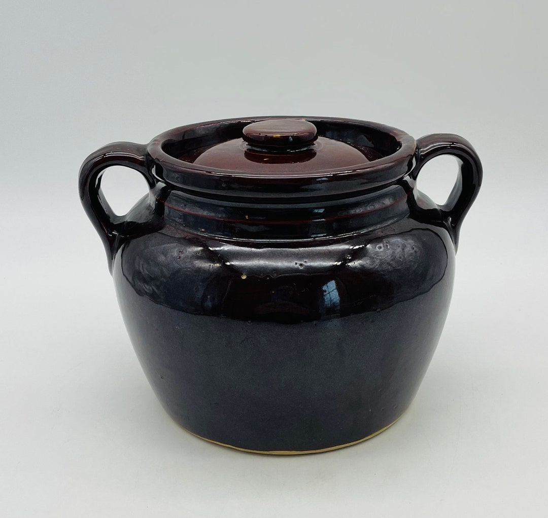 USA Brown Glaze Lidded Bean Pot/mid Century Stoneware - Etsy