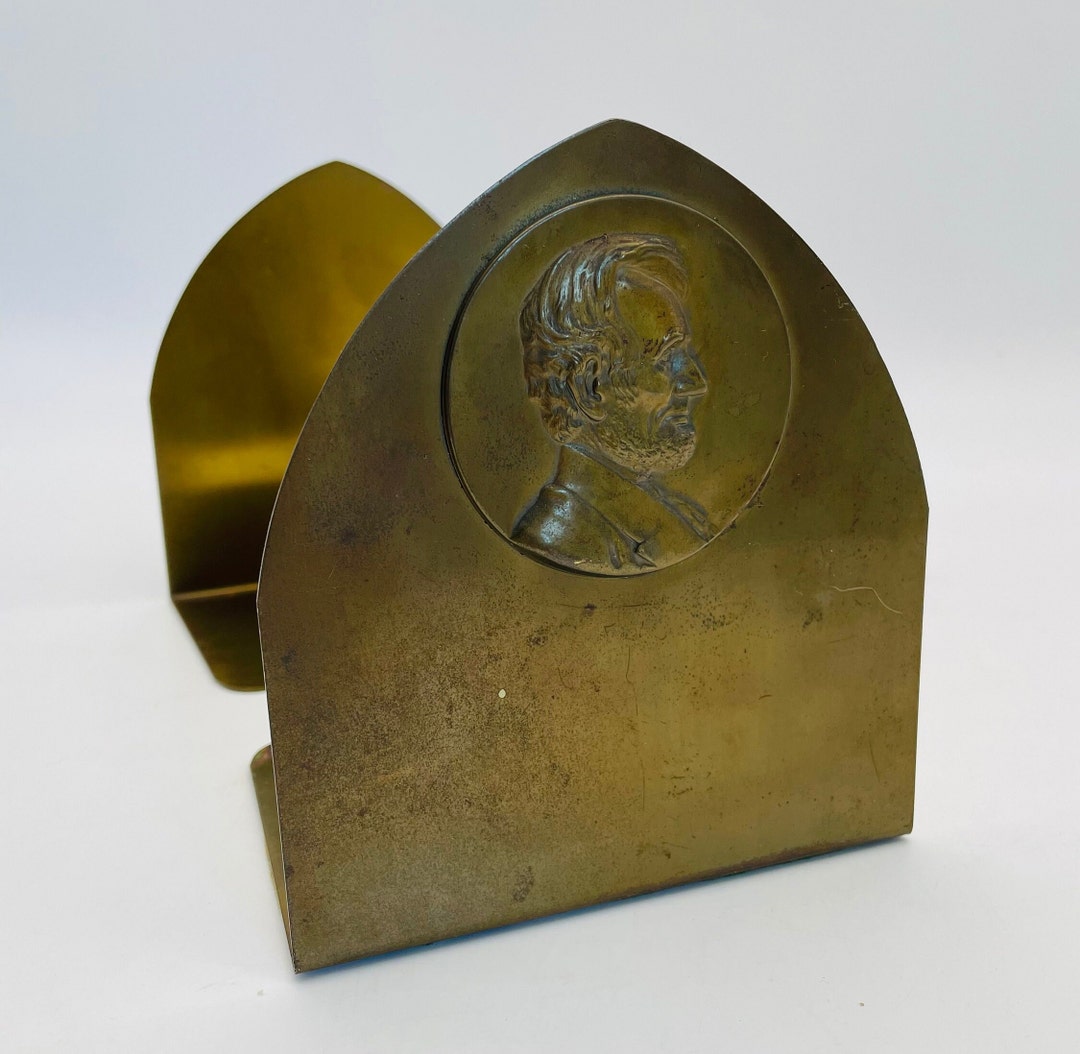 Rare Antique Brass Abraham Lincolm Penny Coin Bookends/robbins Co ...