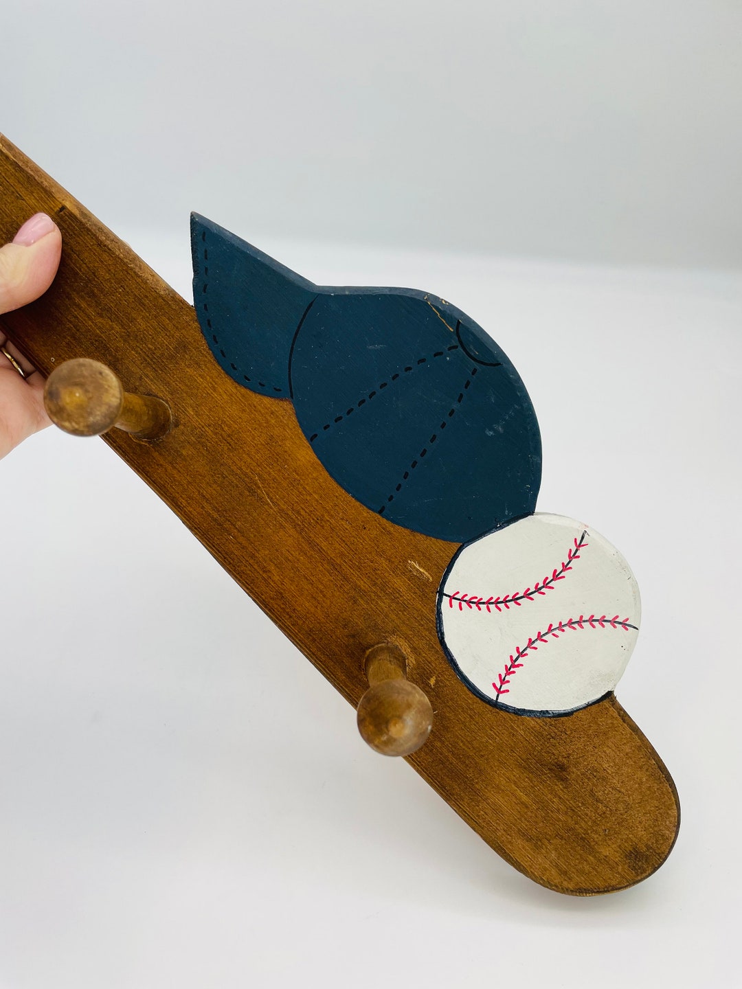 Baseball Solid Wood Peg Rack/vintage Wall Peg Rack - Etsy