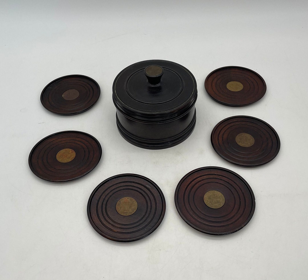 Midcentury Solid Wood Jamaican Coin Coaster Set/lester Clarke - Etsy