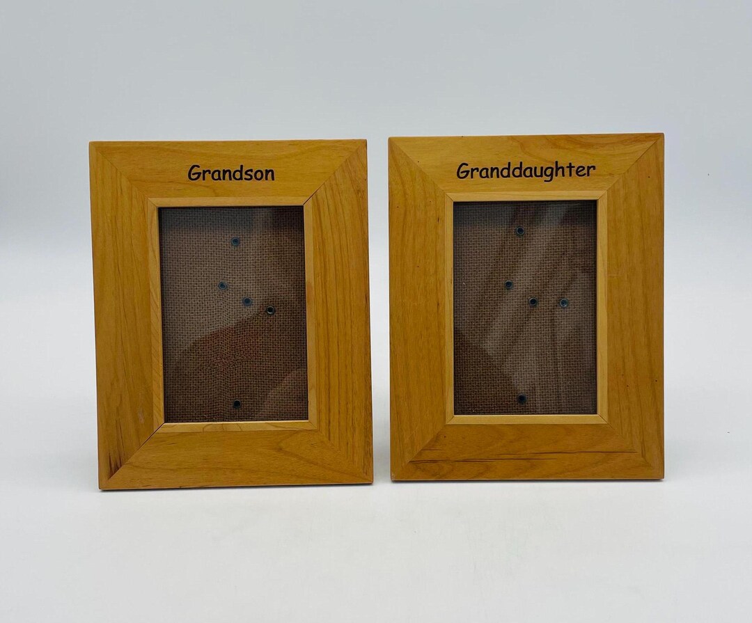 Avante Laser Art Solid Wood Granddaughter & Grandson 3.5" X 5" Photo ...