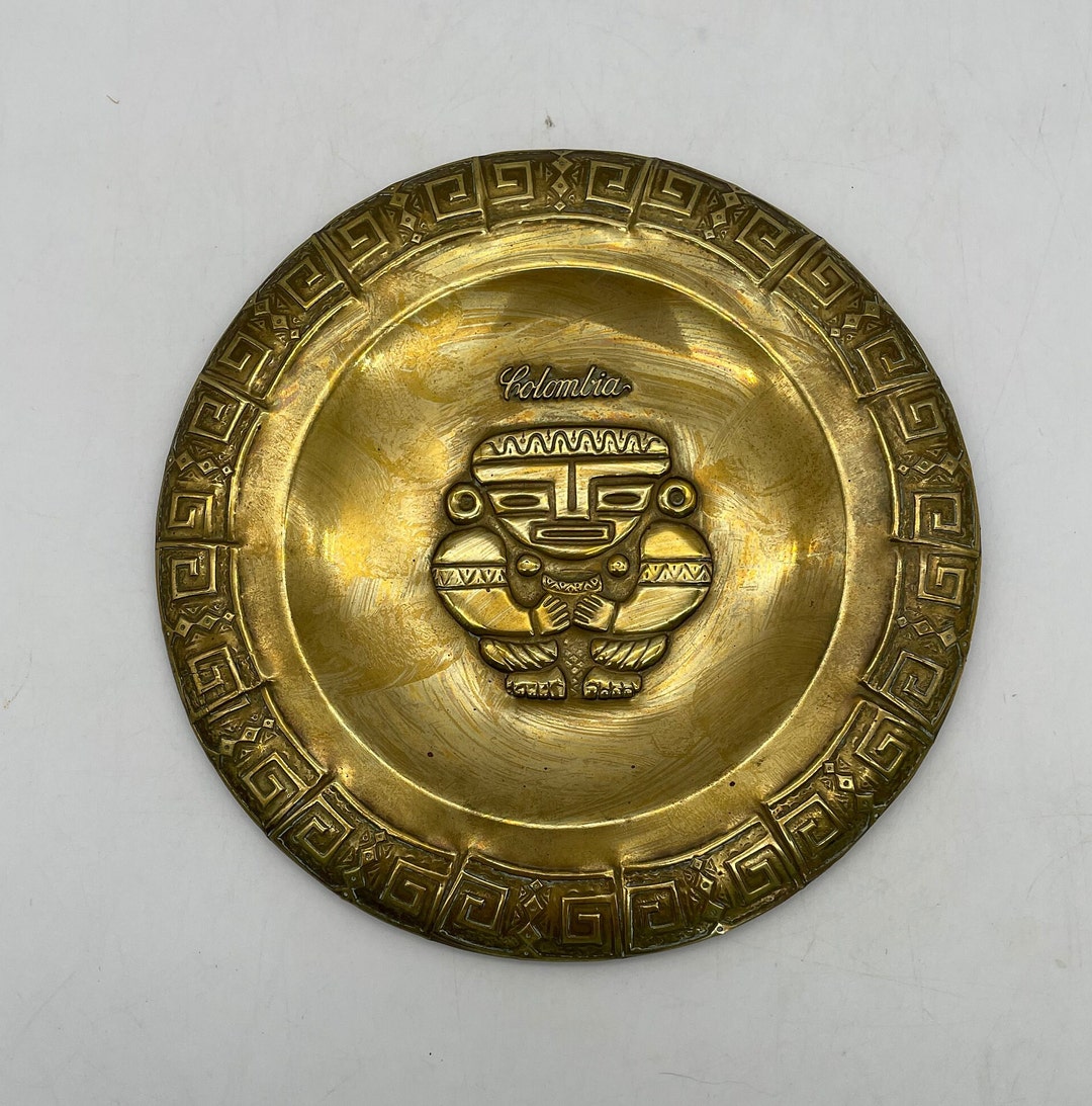 Brass 6.25 Aztec-maya Inca Wall Art Plate/columbia Wall Decor/tribal ...
