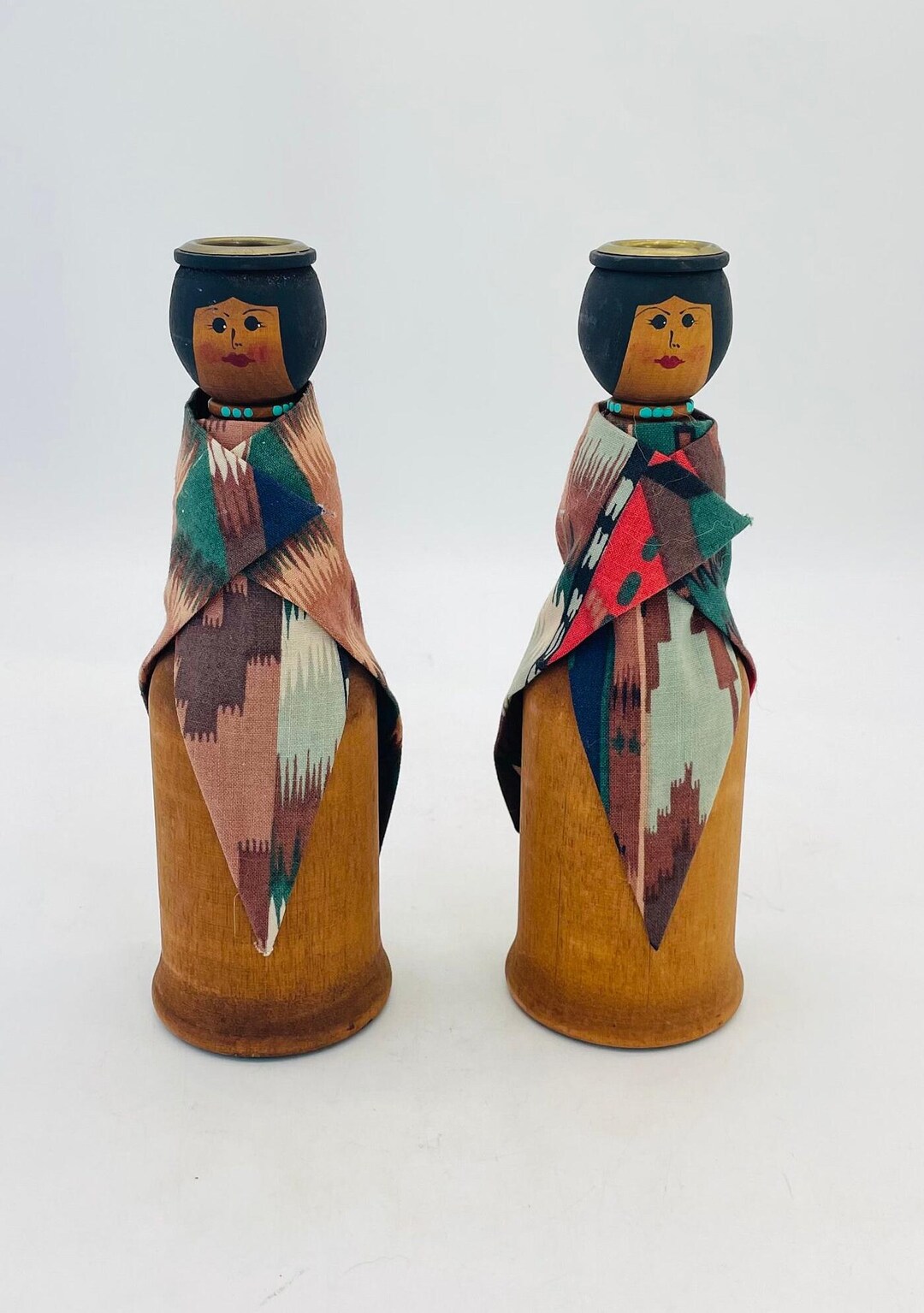 Solid Wood Native American Taper Candle Holders, Set of 2 - Etsy