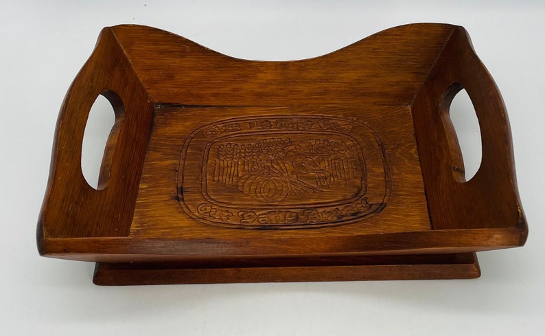 Vintage Solid Wood Bread Tray "give Us This Day Our Daily Bread" - Etsy