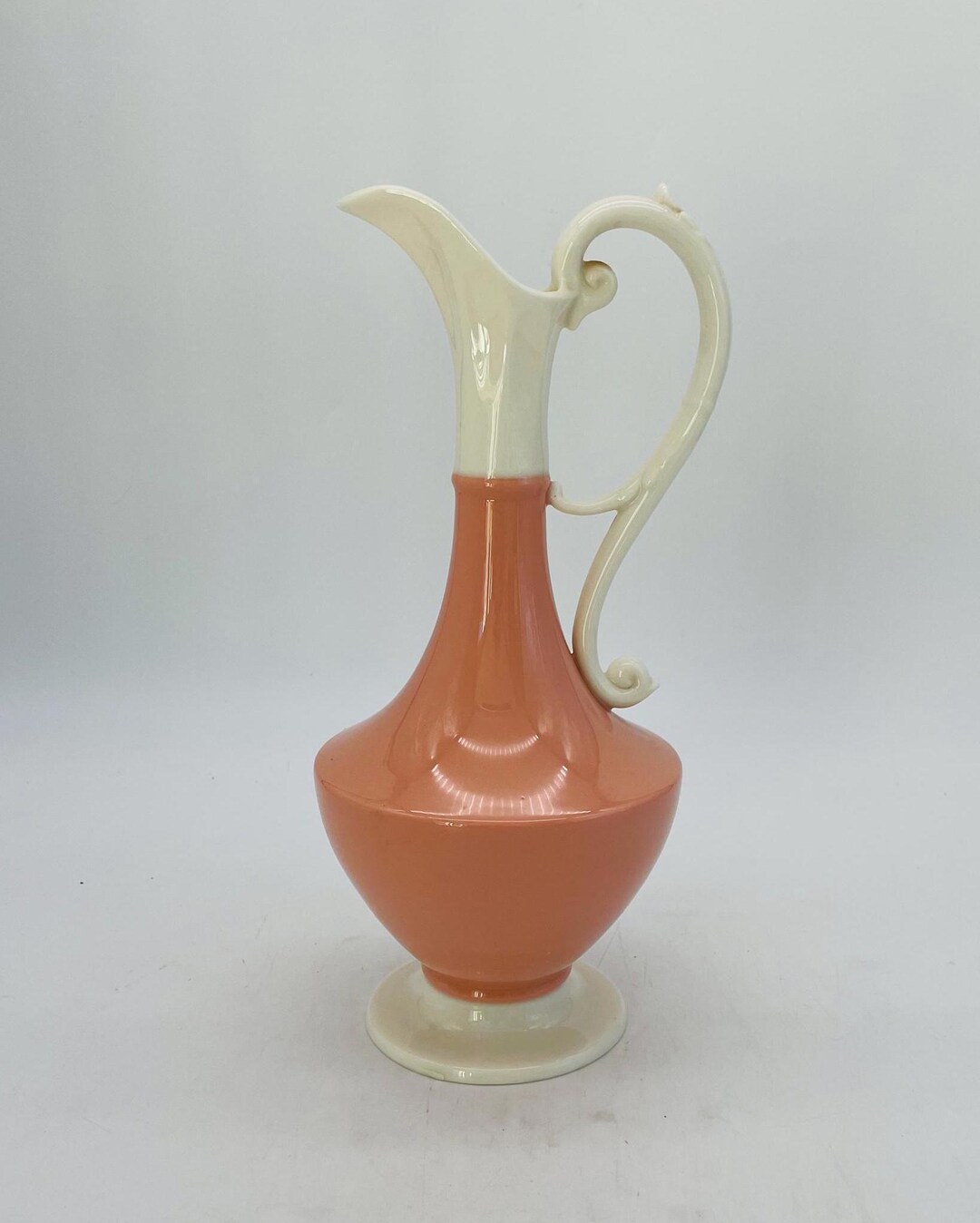 Midcentury Lenox Coral and Cream Decorative Pitcher/vase - Etsy