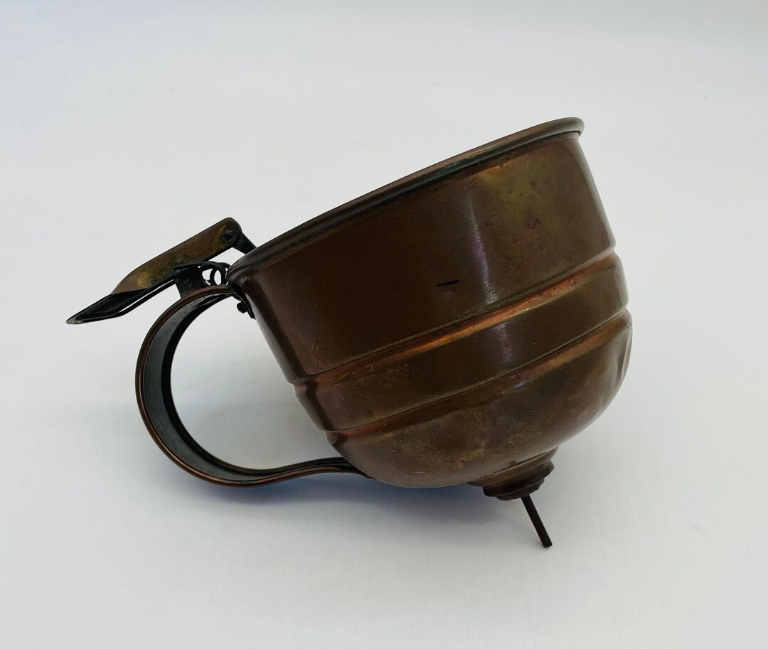 Old Copper Funnel With Thumb Trigger and Strainer - Country Kitchen ...