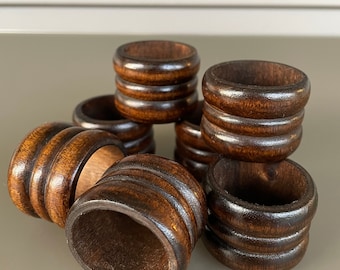 Set of 6 Wood Napkin Rings English Walnut Wood Napkin - Etsy