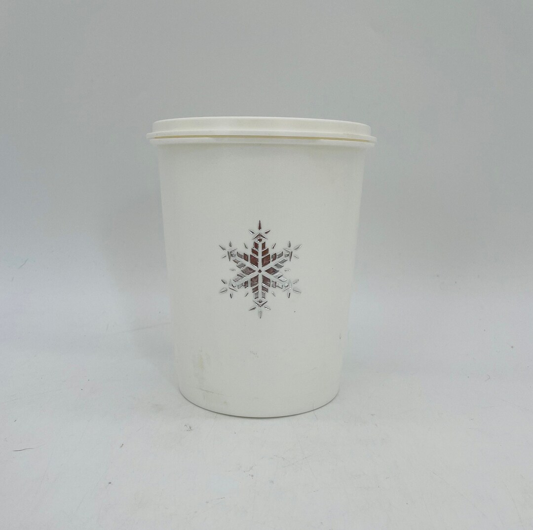 Tupperware White Canister With Silver Snowflake - Etsy