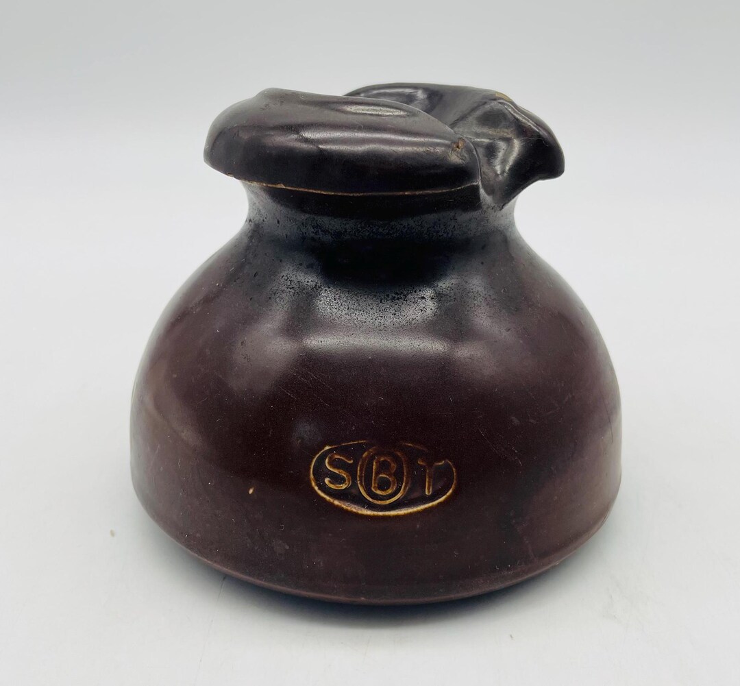 Antique SBT Ohio Brass Co. Brown Porcelain Insulator - Railroad Cable ...
