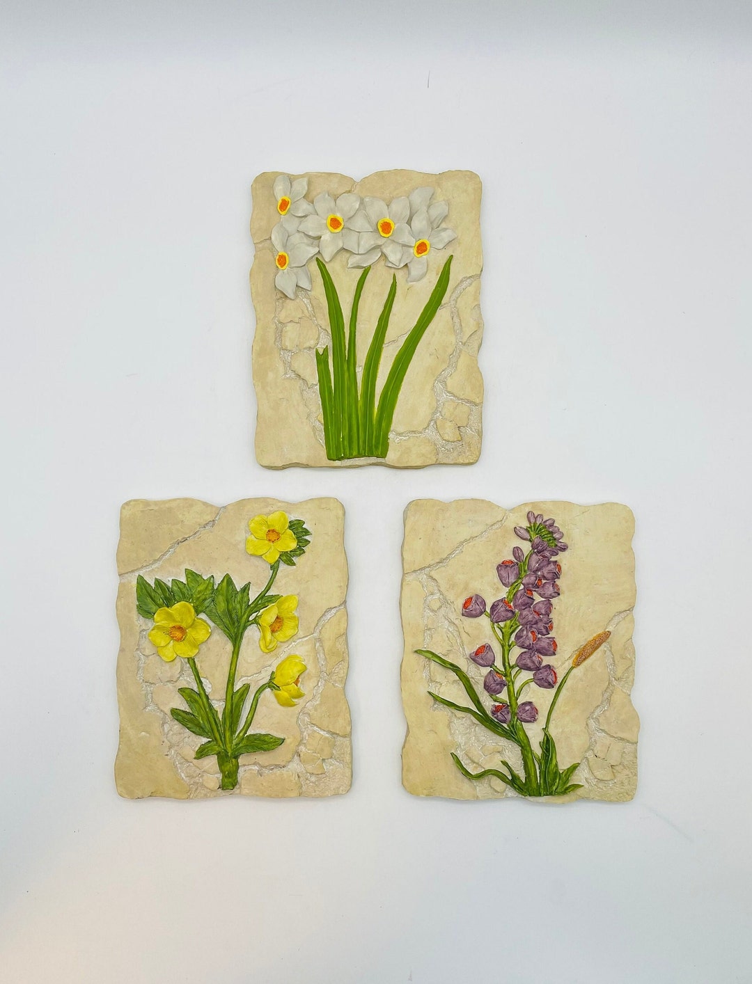 Hallmark 3D Floral Wall Plaques, Set of 3 - Etsy