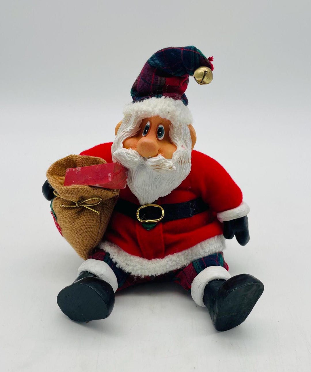 Festive Russ & Berrie Jolly Bean Santa, Table/mantle Sitter - Etsy