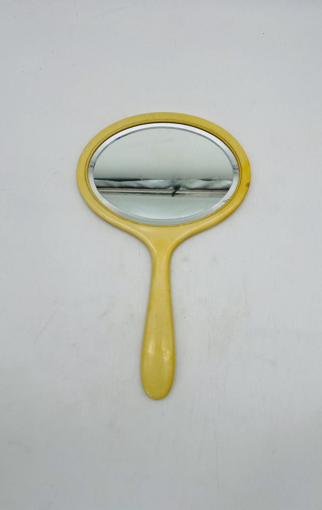 Antique Art Deco Pyralin/celluloid Beveled Glass Ladies Hand Mirror 12 ...
