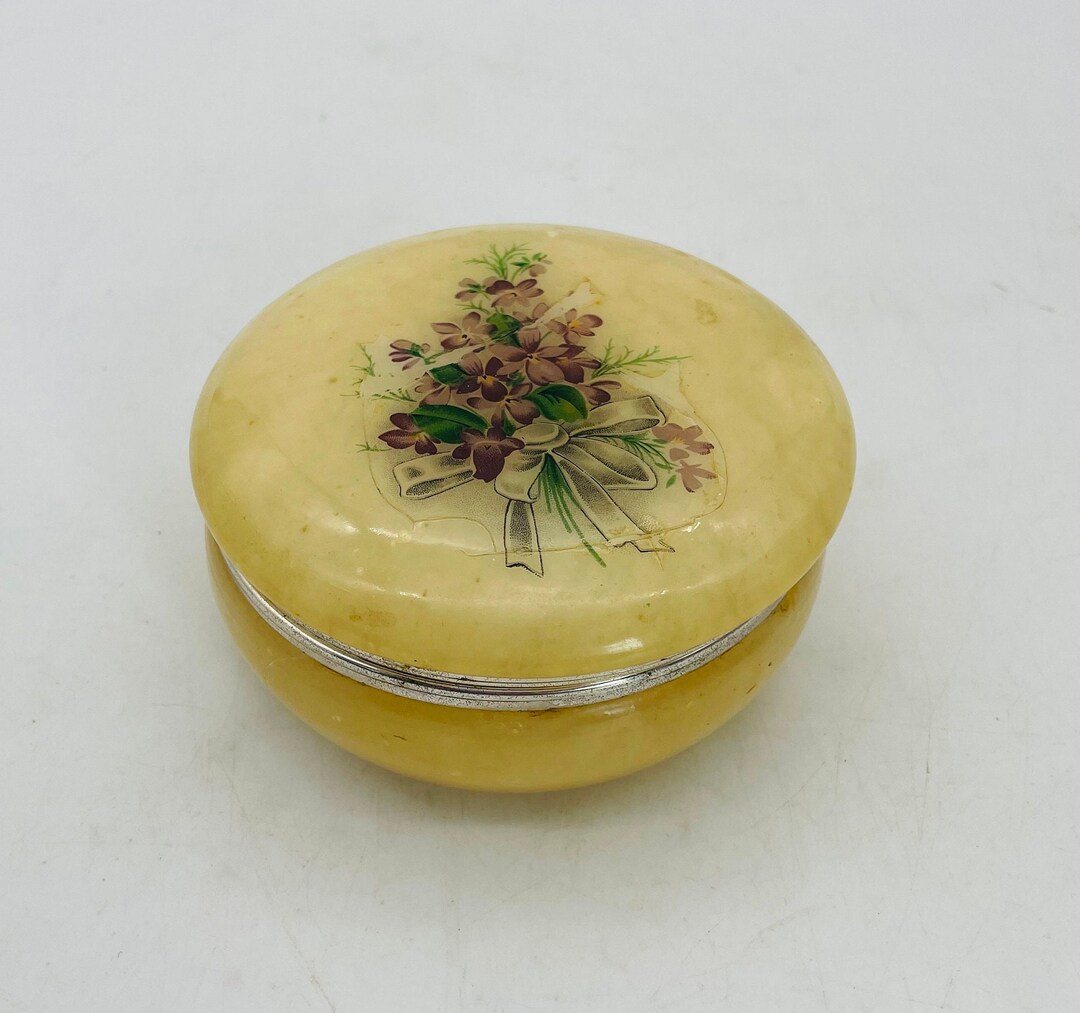 Vintage Alabaster Violet Bouquet Trinket Box/made in Italy - Etsy