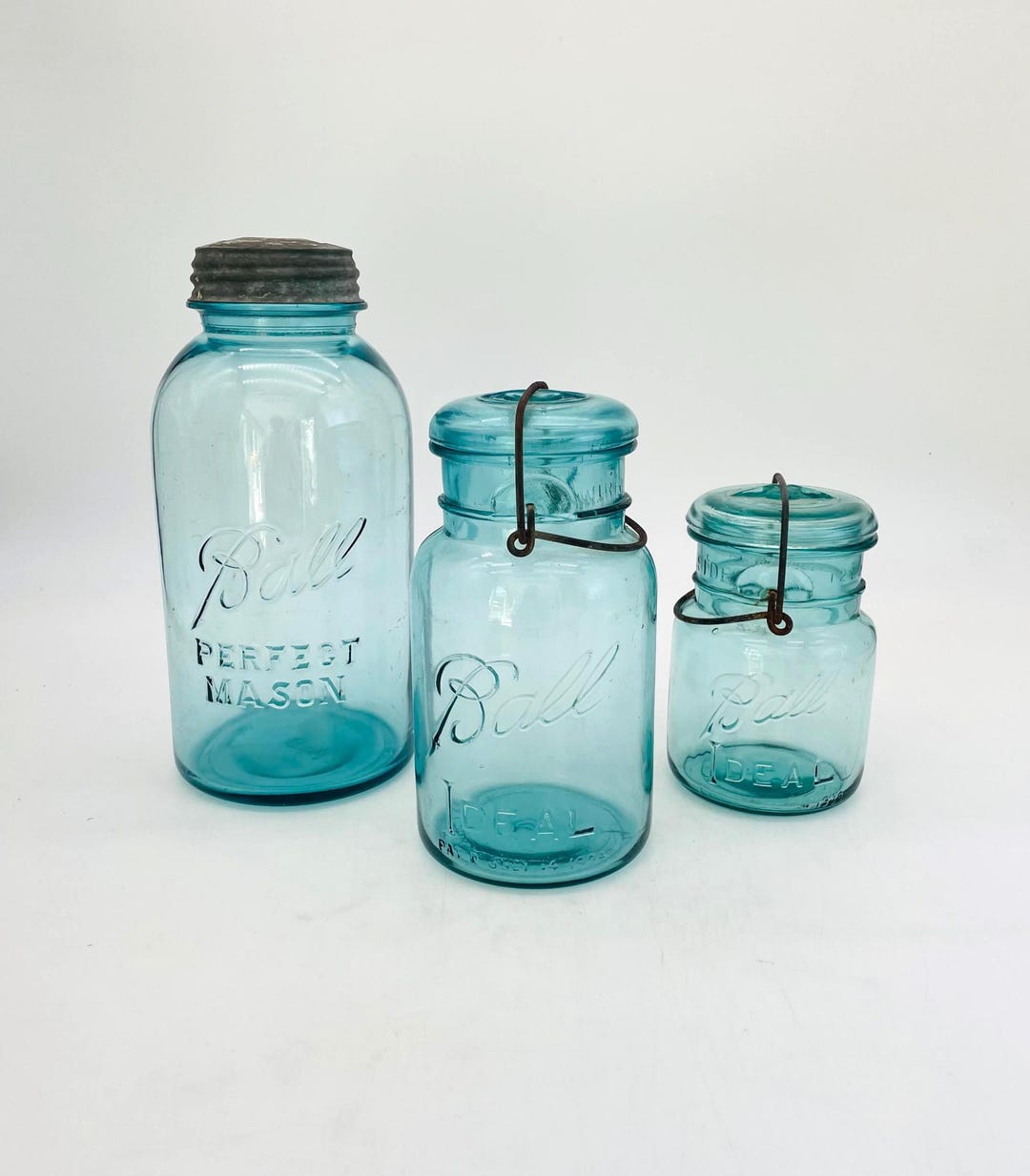 Antique Blue Ball Perfect Mason and Ideal Ball Jars (sold Individually ...