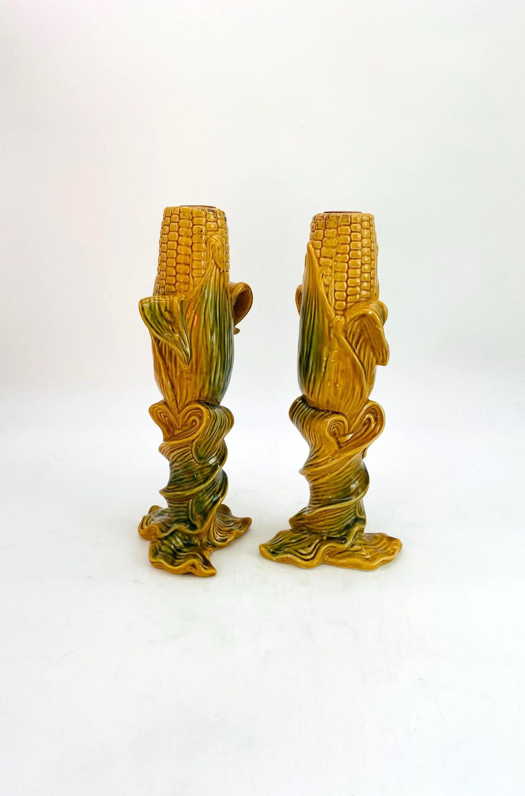 Vintage Pair of Ceramic 10.5" Corn Stalk Taper Candlesticks - Autumn ...
