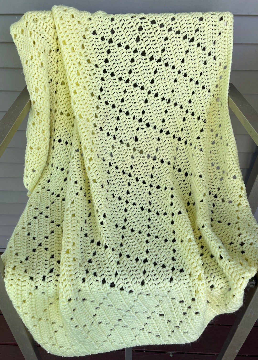 Large Soft Yellow Crocheted Baby Afghan - Etsy