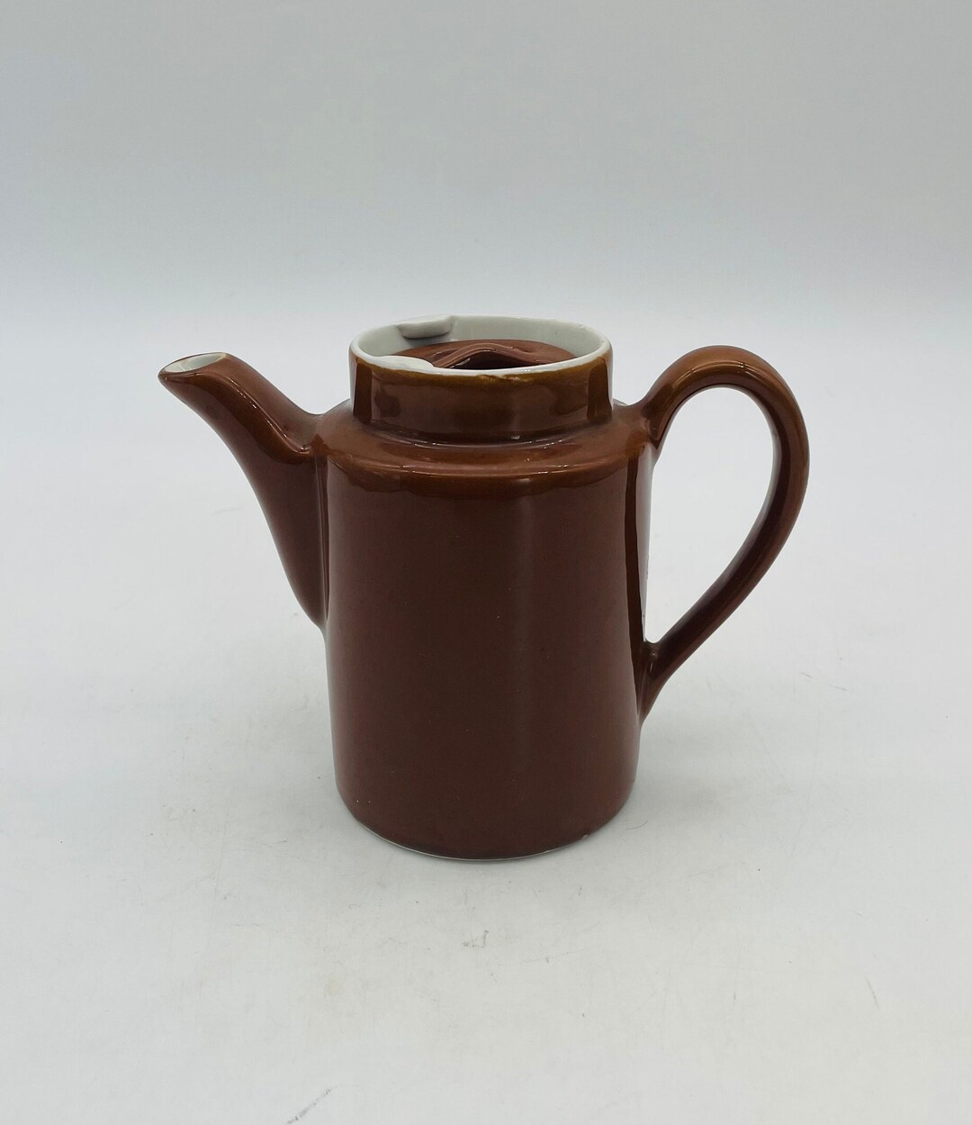 MCM Hall Pottery Single Serving Teapot/brown and White - Etsy