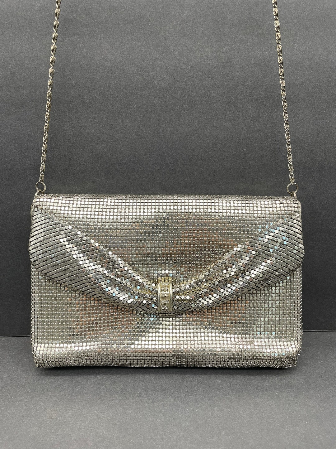 Silver Metal Mesh Evening Clutch With Chain Shoulder Strap/made in Hong ...