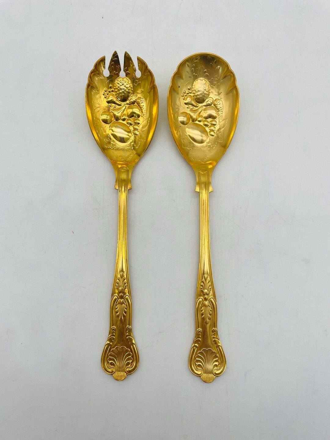 Midcentury Sheffield Gold EPNS A1 Fruit Motif Serving Utensils - Made ...