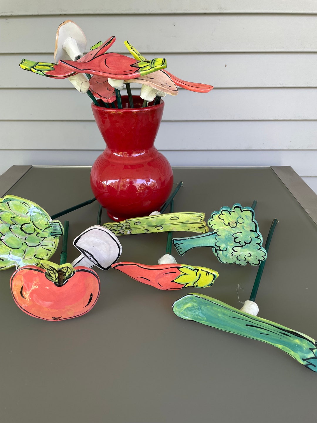 Pottery Hand Painted Garden Vegetables (vase Not Included) - Etsy