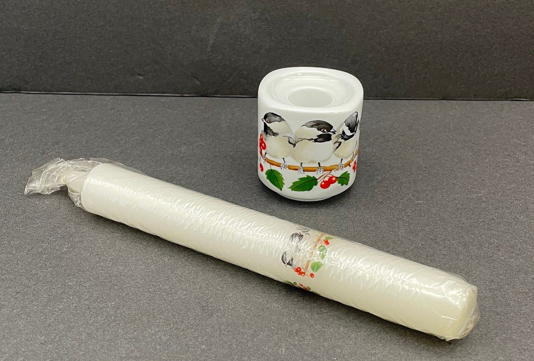 Bavarian Village chickadee Rauschert Porcelain Candleholder Set/made in ...