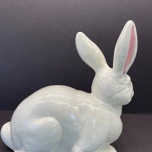 Large White Ceramic Rabbit With Pink Ears and Eyes/yard Ornament/key ...