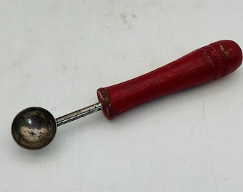 Vintage Red Wood Handle Melon or Butter Baller Farmhouse Kitchen Tool ...