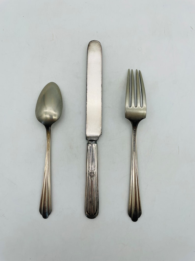 Antique Caroline Silver Plate Place Setting - Dinner Fork, Teaspoon ...