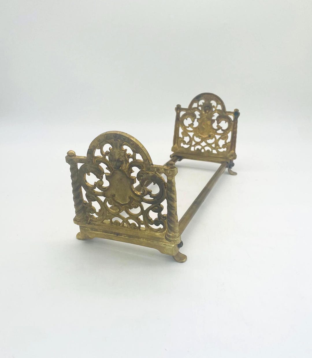 Antique Art Deco French Brass Lion Head/serpent Bookends - Etsy