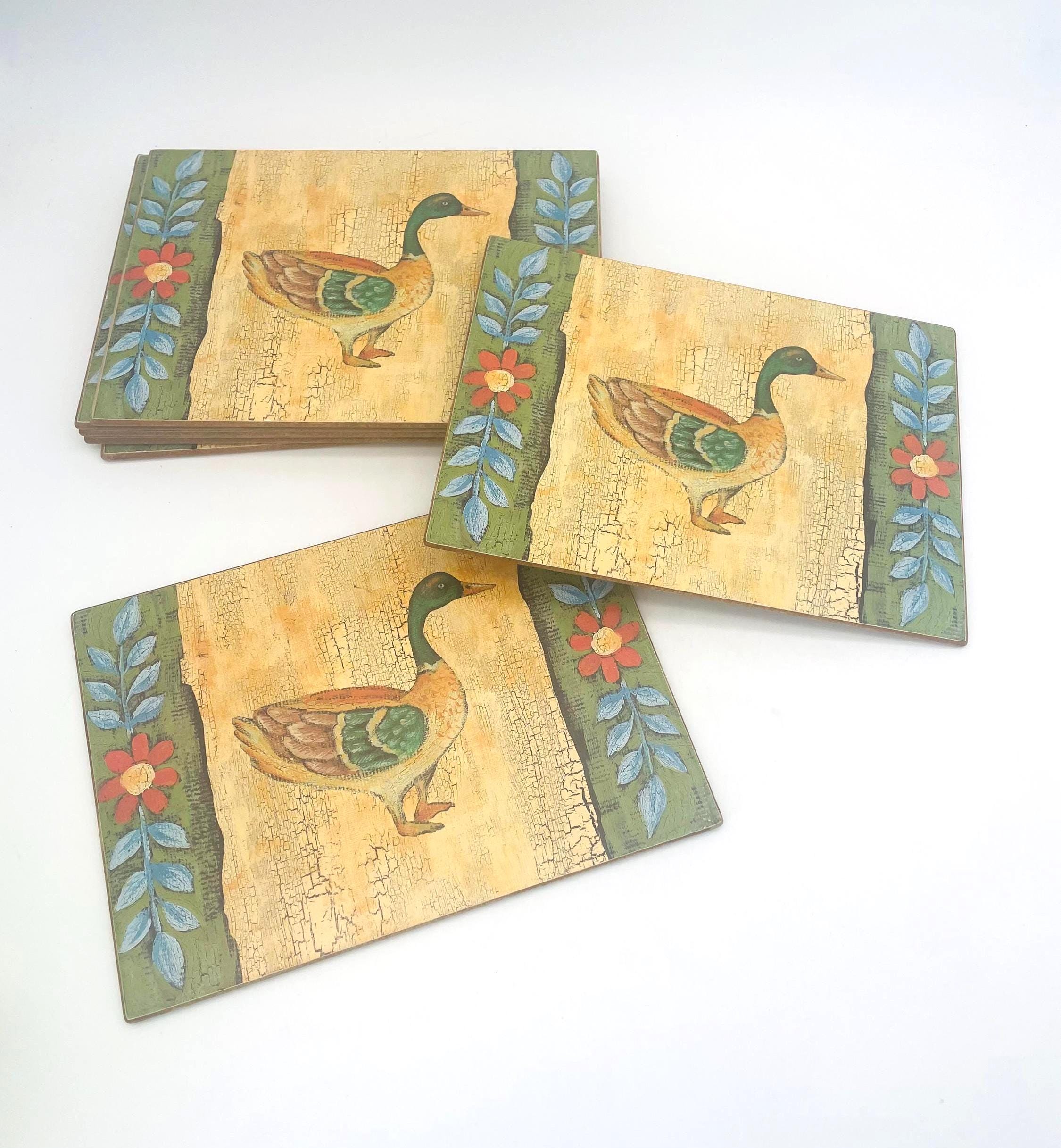 Vintage Mallard Duck Hardboard/cork Back Placemats, Set of 7 - Etsy