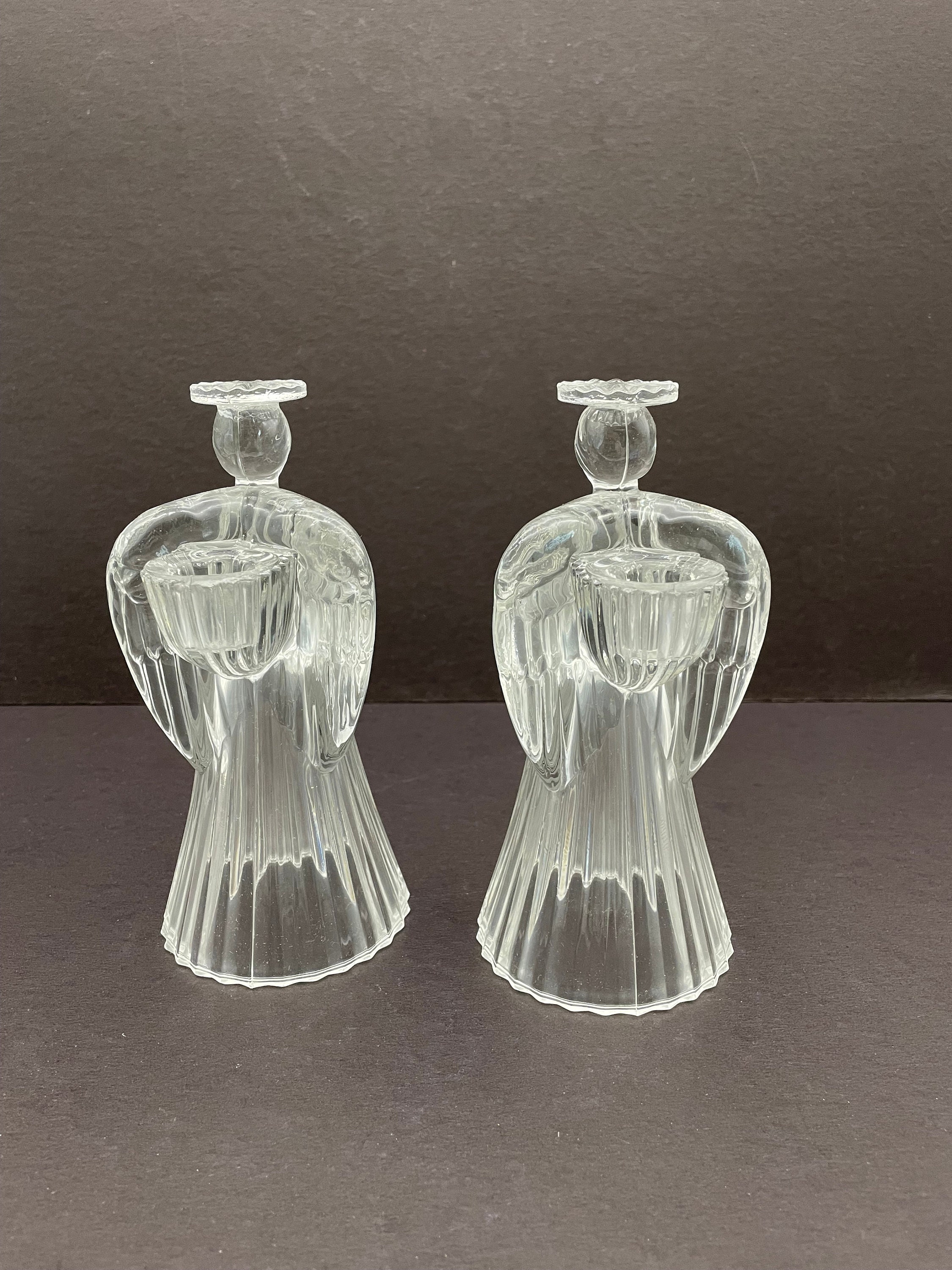 Avon glowing Crystal Angel Candlesticks Set of - Etsy