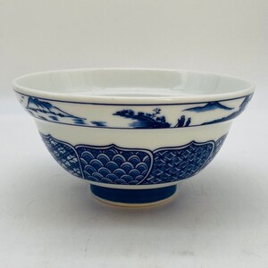 Vintage Asian Blue & White Porcelain Rice Bowl - Etsy