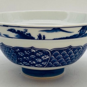 Vintage Asian Blue & White Porcelain Rice Bowl - Etsy