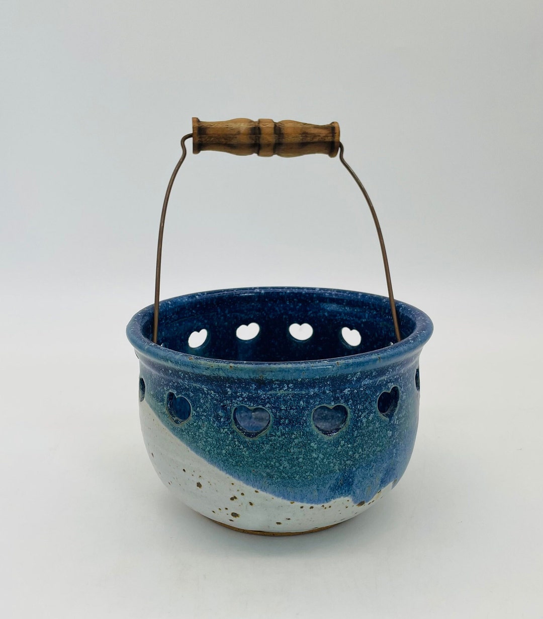 Studio Pottery Basket With Wood Handle - Etsy