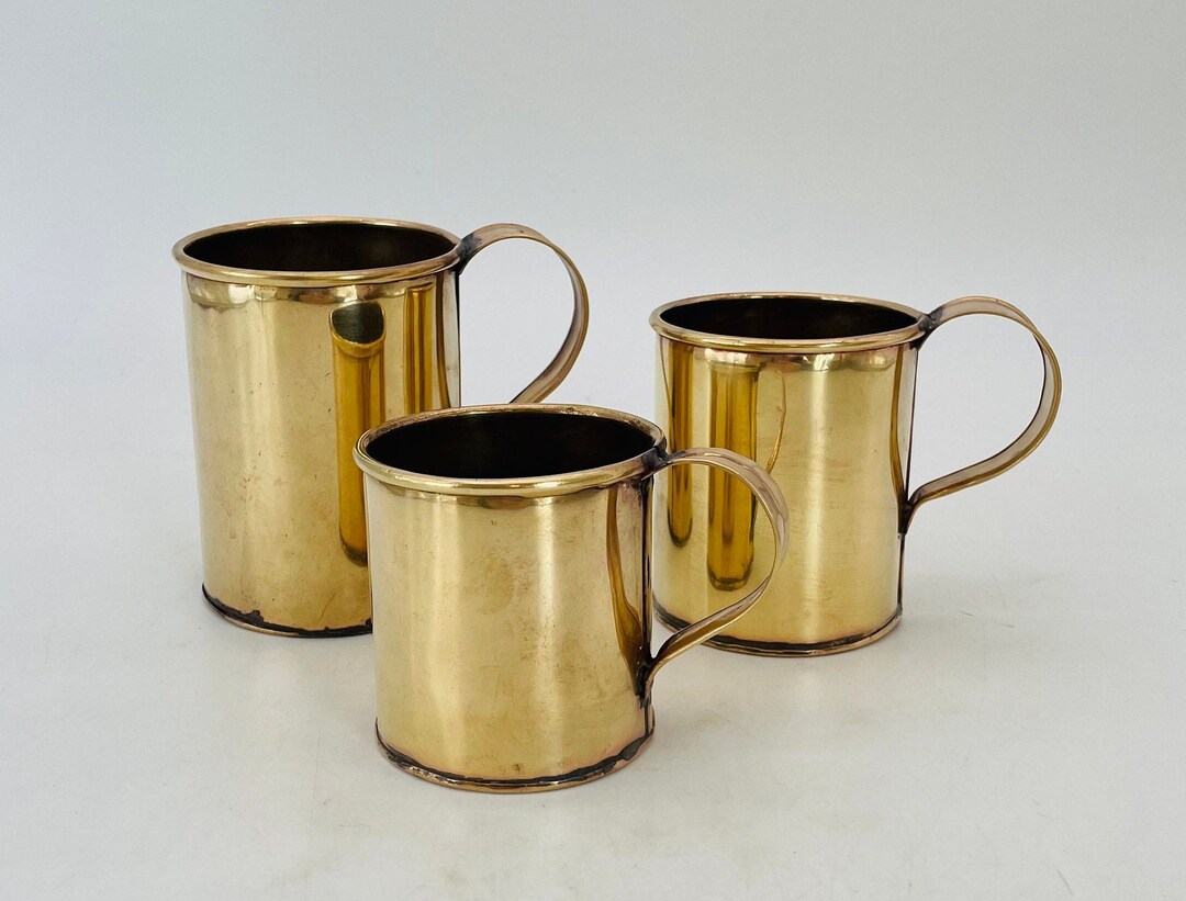 Vintage Brass Mug Trio, Made in India - Etsy