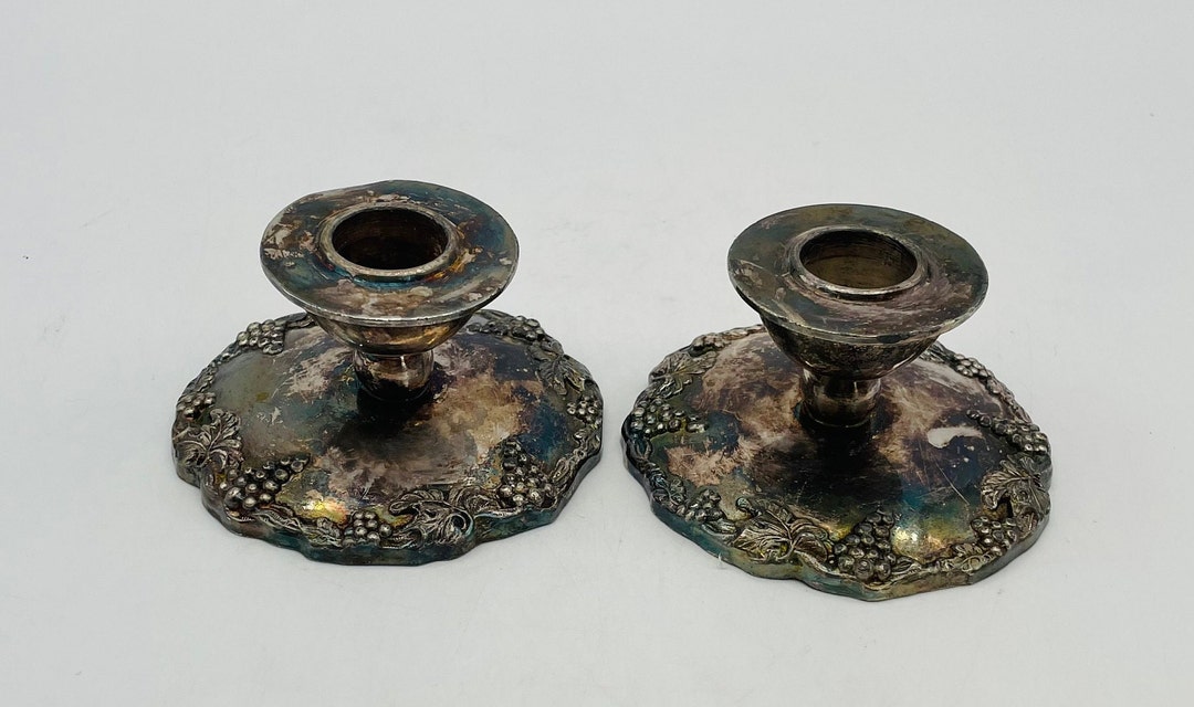 Antique Benedict Proctor Silver Plate Grapevine Taper Candsticks ...