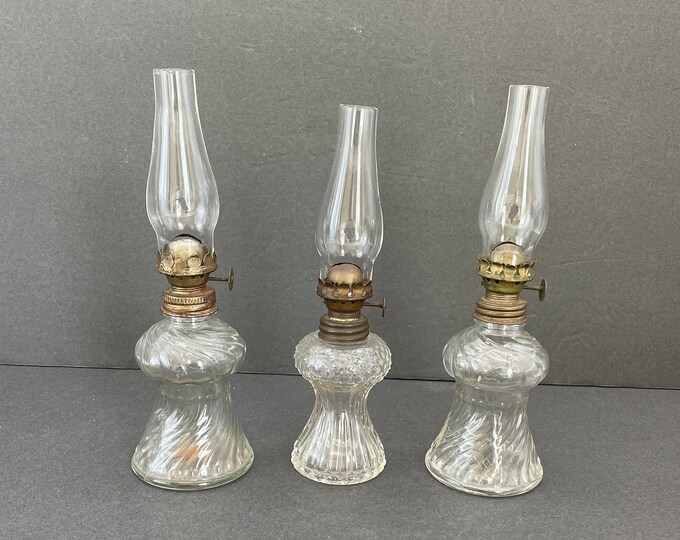 Antique Miniature Glass/brass Oil Lamps/acorn P & A MFG. (sold ...