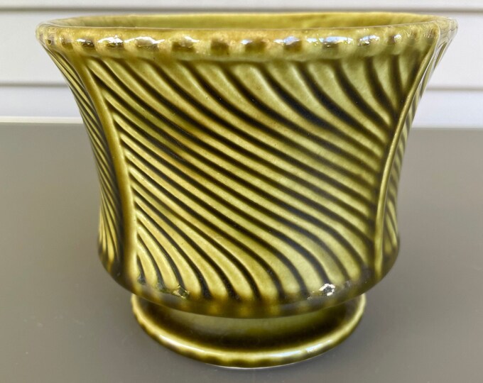 Mccoy Floraline Pottery Planter, Mid Century Olive Green Planter - Etsy