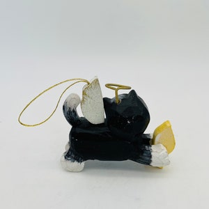 Sweet Solid Wood Carved Cat Angel Tree Ornament/cat Lover Ornament - Etsy