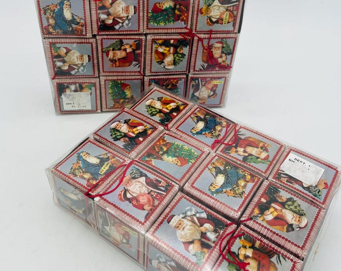 Old World Santa Cardboard Block Box Christmas Ornaments, Lot of 12 each ...