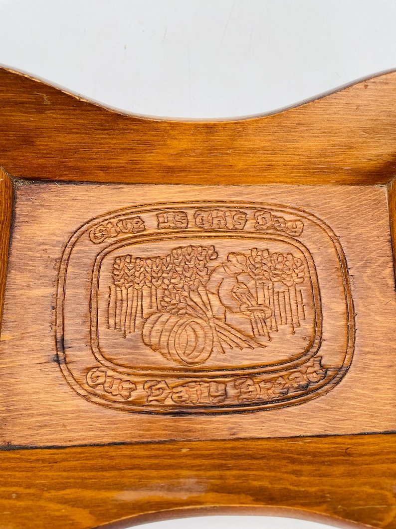 Vintage Solid Wood Bread Tray "give Us This Day Our Daily Bread" - Etsy