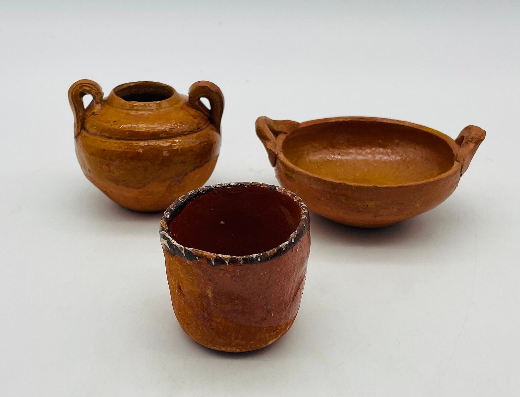 Miniature Clay Pottery Jug Bowl and Cup/vintage Handcrafted - Etsy