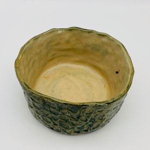 Green Glazed Fossil Design Stoneware Crock/vintage Hand Crafted Pottery ...