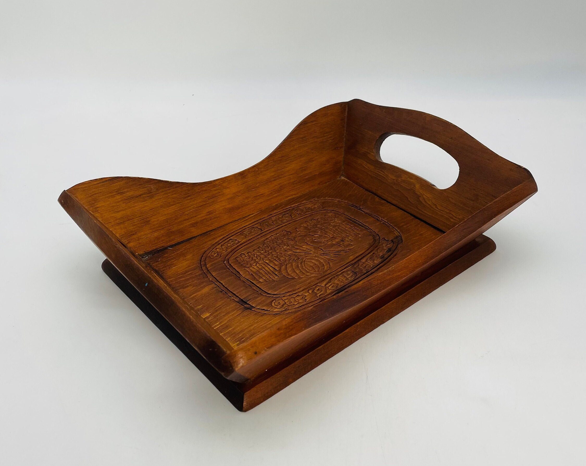 Vintage Solid Wood Bread Tray "give Us This Day Our Daily Bread" - Etsy