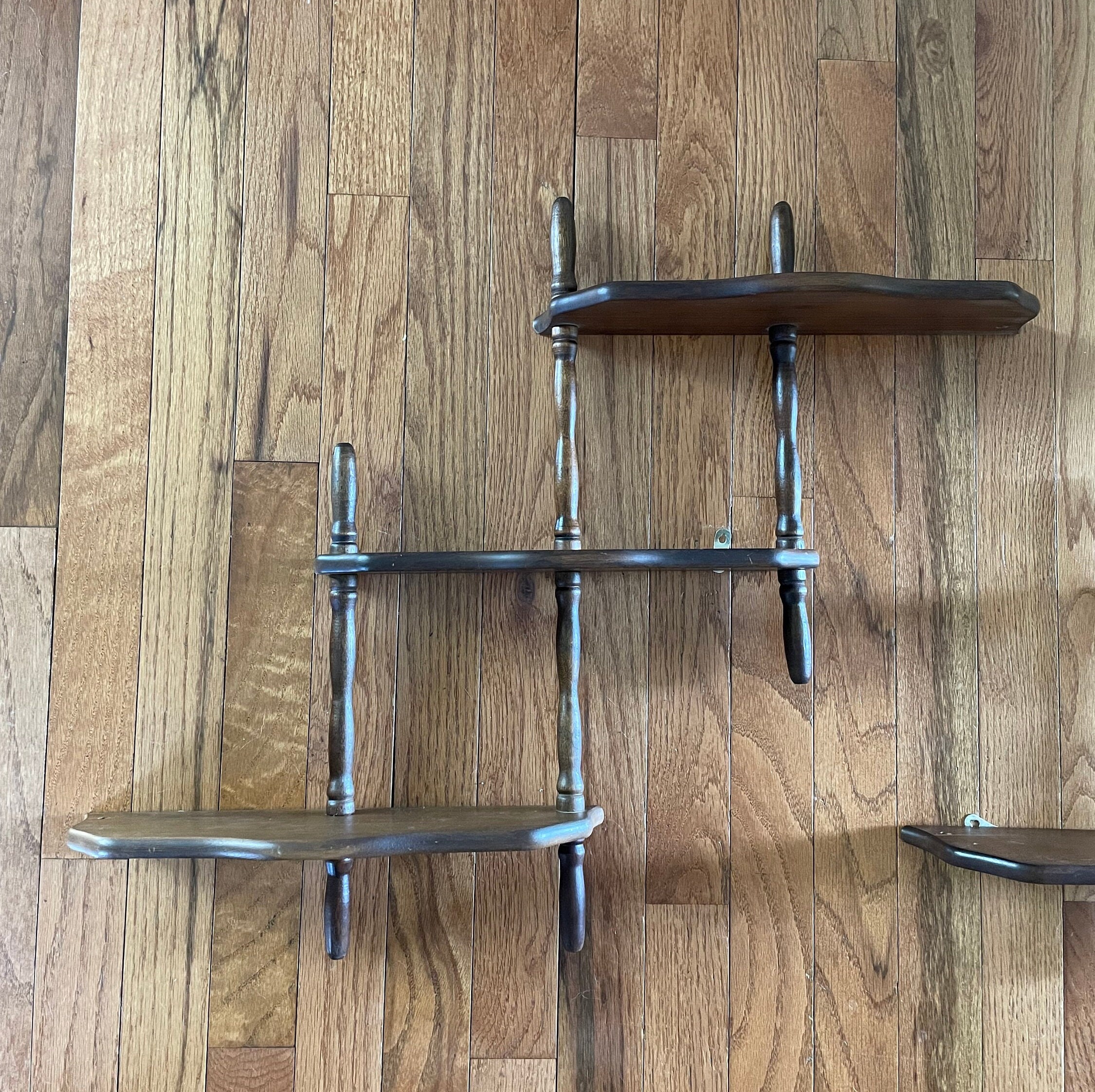 Mid Century Solid Wood Spindle Wall Shelf Set Set of - Etsy