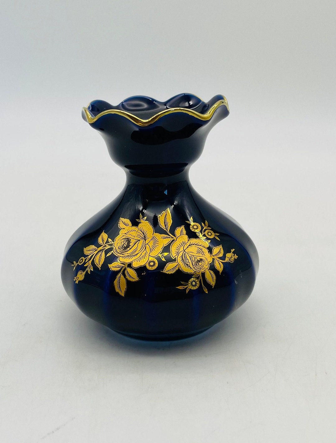 Wunsiedel Echt Kobalt 24K Gold Detail Porcelain Floral Vase/bavaria ...